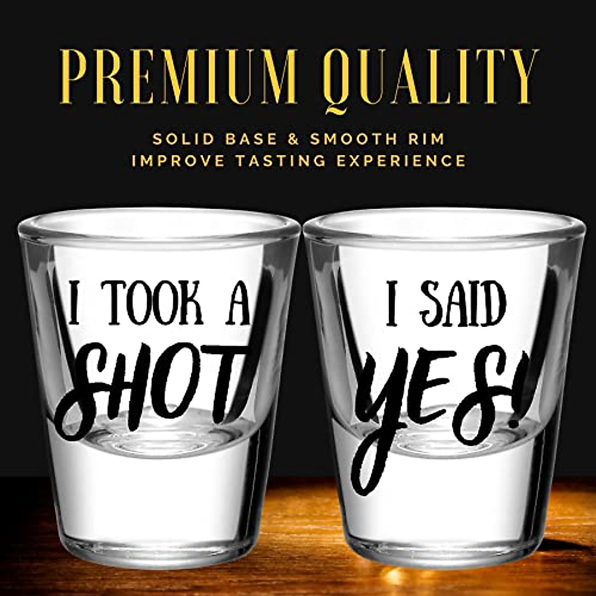 Onebttl Engagement Gifts for Couples, Unique Newly Engaged Gifts, Shot Glass Set, Fiance Fiancee Gifts for Future Mr & Mrs,1.5 oz (45 ml) - I TOOK A SHOT, I SAID YES