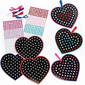 Baker Ross Heart Gem Art Decoration Kits-Pack of 5, Valentines Crafts for Kids (FC463), Assorted