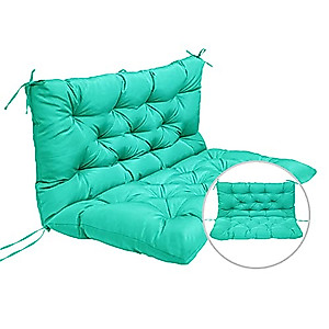 Swing Replacement Cushions with Backrest, 2-3 Seater Waterproof Bench Pad Cushions, Thicken 4" Outdoor Swing Cushions, for Garden Patio Furniture Loveseat Bench Cushions ( lake blue 47x40 inch)