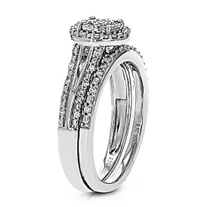 Vir Jewels 1/4 cttw Lab Grown Diamond Wedding Engagement Bridal Set Round for Women in .925 Sterling Silver Prong Set Size 6