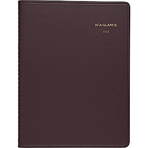 AT-A-GLANCE 2023 Weekly Planner, Quarter-Hourly Appointment Book, 13 Month, 8-1/4" x 11", Large, Winestone (7095050)