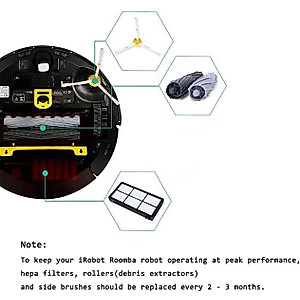 MZY LLC 13 Pack Replacement Parts for iRobot Roomba 800 900 Series 805 860 870 871 880 890 960 980 985 Vacuum Accessories, Replenishement Kit with 1 Debris Extractor 3 Filters 3 Side Brushes & Screws