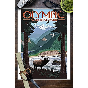 Olympic National Park, Washington, Grand Valley, Elk (9x12 Wall Art Print, Home Decor)