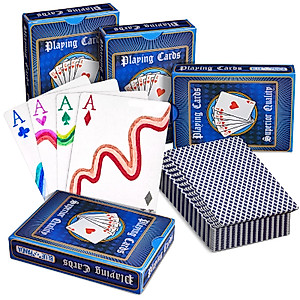 BLUE PANDA 224 Blank Custom Cards for DIY Game Cards - Checkered Diamond Backing - Blank Playing Cards to Write on - Blank Game Cards - Blank Playing Cards with Back Design (4 Decks, 3 x 4 In)