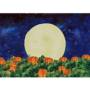 Halloween Background Moon Pumpkin Starry Night Decoration Banner Halloween Pumpkin Field Party Backdrop (7x5ft)