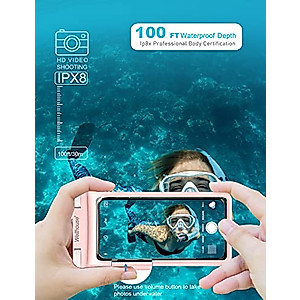 Waterproof Phone Pouch with Lanyard Cellphone Ip8x Diving 3D Seamless Dry Bag Case Outdoor Beach Underwater HD TPU Waterproof Dustproof Touch Phone Case for iPhone 14 Pro 13 Pro Pink