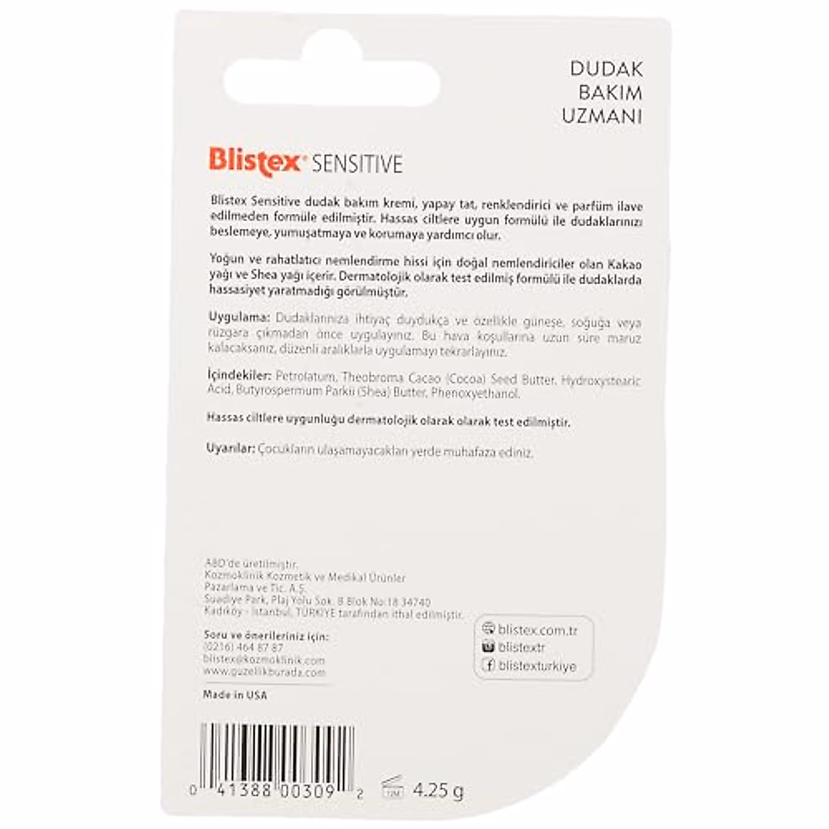 Blistex Simple & Sensitive Lip Balm, 0.15 Ounce Tube – Hypo-Allergenic Unflavored Lip Balm, Gentle Lip Moisturizer For Dry Lips, Contains Shea & Cocoa Butter