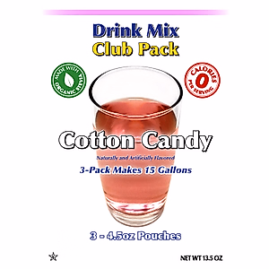 GramZero Cotton Candy Zero Calorie Sugar Free Drink Mix, Great For Nutrition Club Loaded Tea, Stevia Sweetened