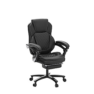 Comermax Big and Tall Home Office Desk Chairs for 400lb Heavy People, Ergonomic Reclining Chair with Footrest Wide Seat, Plus Size Managerial Executive (Black), 9291 Black(400lbs), Large(400lbs)