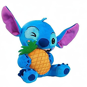 Disney Stitch Small Plush Stitch and Pineapple, Stuffed Animal, Blue, Alien, Kids Toys for Ages 2 Up by Just Play