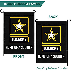 US MILITARY US Army Flag Official Licensed United State American Military Veteran Retire Home of a Soldier Armed Forces Rangers, Double Sided Banner 12.5" x 18" Made USA