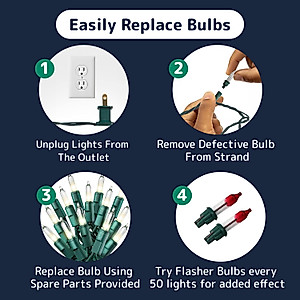 PREXTEX Christmas Lights (20 Feet, 100 Lights) - Clear White Christmas Tree Lights with Green Wire - Indoor/Outdoor Waterproof String Lights - Warm White Twinkle Lights