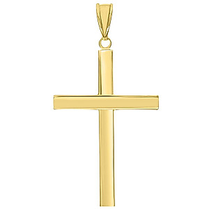 Jewelry America 14k Yellow Gold Simple Religious Cross Pendant