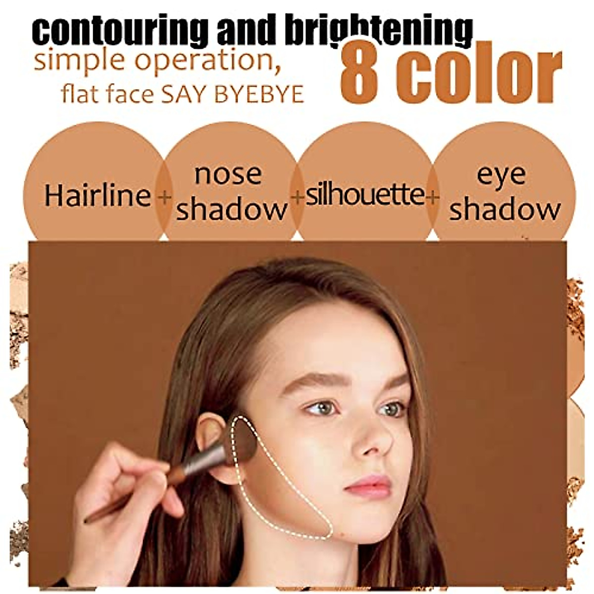 Beteligir 8 Color Powder Contour Palette, Matte Contouring Makeup Kit, Cosmetics Contour and Highlighting Powder Foundation Palette, Contour & Bronzer, Light to Medium, Vegan & Cruelty-Free (01)