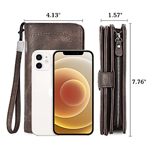 BOSTANTEN Womens Wallet Leather Large Capacity Wristlet Clutch Purse Credit Card Holder Coffee