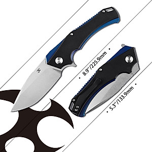 KANSEPT Mini Hellx Pocket Knife with 3.25in D2 Blade EDC Knife with Pocket Clip Black G10 Handle, Easy Open Knife T2008A1