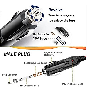 MJPOWER Car Charger Compatible with BLUETTI Car Charging Cable EB3A / EB70 / EB70S Portable Power Station 6.6 Feet 16AWG UL Certified DC Power Cord & 15A Fuse