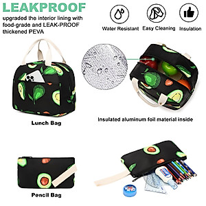 Dezcrab Avocado Kids Backpack for Girls, Teens School Bags Bookbags Set with Lunch Bag Pencil Case