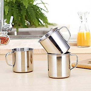 Stainless Steel Coffee Cup with Handle 6 Pcs Camping Cup 4oz Stainless Steel Espresso Cups 2.362.17Inch Metal Shot Glasses Tea Mug Cup Tea Party Great for Outdoor Events Picnics Party