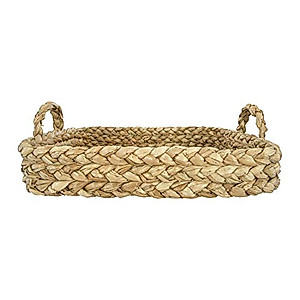 Bloomingville Decorative 22" L Handwoven Seagrass Tray with Handles Basket, Brown