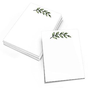 321Done Greenery Note Cards - 5x7 (Set of 50) Blank Greenery Cards - Thick, Heavy Cardstock - Pretty, Cute Simple Green Leaves Design on White - No Envelopes - Made in The USA
