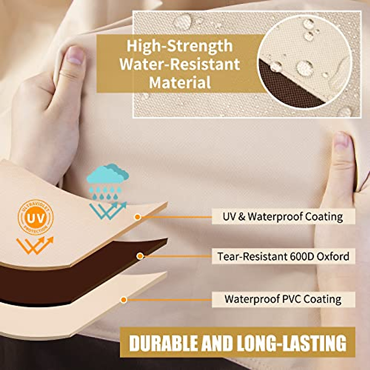 Simpelg Patio Furniture Covers, Outdoor Furniture Cover Waterproof, Outdoor Table and Chair Set Covers Heavy Duty 600D, Lawn Furniture Cover and Patio Dining Set Covers, Rectangular (130"x84"x28")