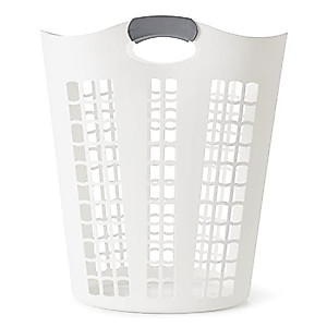 Gracious Living 91786-5C Easy Carry Flex 87.5 Liter Dirty Clothes Basket, Large Fully Ventilated Plastic Laundry Hamper Bin with Handles, White