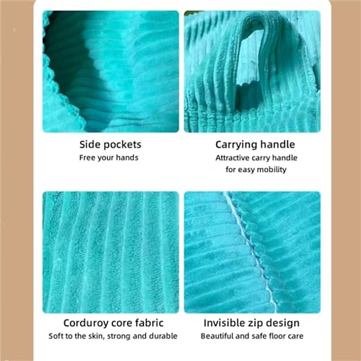 DAUTAI Soft Corduroy Stuffable Bean Bag, Fluffy Lazy Sofa for Adult Teen, High Skin-Friendly Softness Thick Texture, Pets Dogs/Cats Room Furniture (No Filler),Yellow,XL