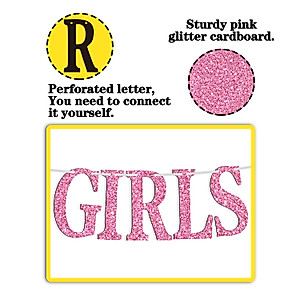 Let's Go Girls Banner, Bridal Shower/Bachelorette/Bride to Be Decorations, Western Cowgirl Bridal Shower Party Decorations Supplies, Pink Glitter