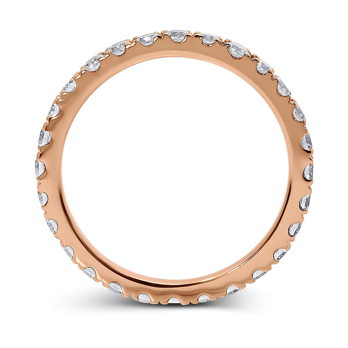 ORO LEONI 925 Sterling Silver Cz Eternity Band Ring - 14k Silver, Yellow And Rose Gold Plated (Rose Gold, 8)