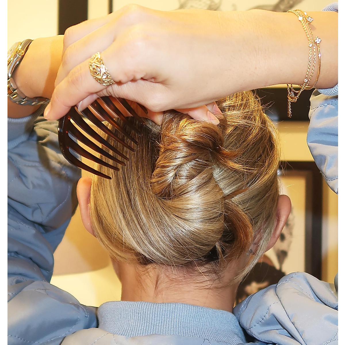 Camila Paris CP2431 French Hair Side Comb Small Rounded Tortoise Shell, French Twist Hair Combs, Strong Hold Hair Clips for Women Bun Chignon, No Slip Styling Girls Hair Accessories Made in France