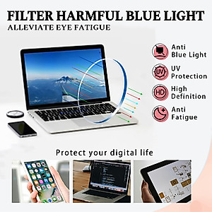 JFXQDR 2 Pack Women's Oversized Blue Light Blocking Glasses, Trendy Cat Eye Computer Gaming Eyeglasses Anti Eyestrain & UV Glare RF6204 (Black + Clear Cateye Frame)