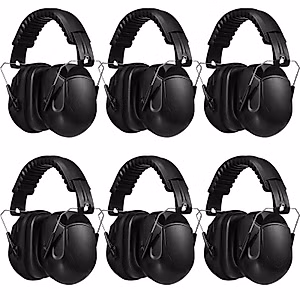 Yunsailing 6 Pcs Nrr 28db Ear Protection Lightweight Foldable Hearing Protection Ear Muffs for Noise Reduction Soundproof (Red, Black, Blue)