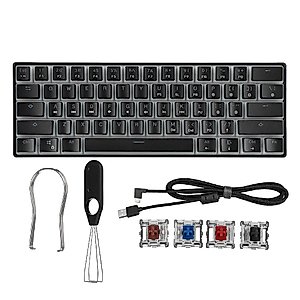 GK GAMAKAY MK61 RGB Pudding Keyboard, 61 Keys Gateron Optical Switch PBT Pudding Keycaps, Hot Swap Backlit Ultra-Compact Wired Gaming Keyboard for Windows Mac PC Gamers (Yellow Switch V2, Black)