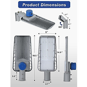 250W 35000LM LED Parking Lot Light,6500K,Dusk to Dawn Photocell,Commercial Outdoor Area Lighting, Shoebox Light, 180° Adjustable Arm, IP66 Waterproof for Yard, Street, Stadium (1 Pack)