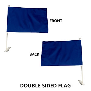 Solid Bue Car Window Clip Flag Fade Resistant Vehicle for Patriotic, Sports Events, Parades - Premium - Double Side Printing (Pack of 100)