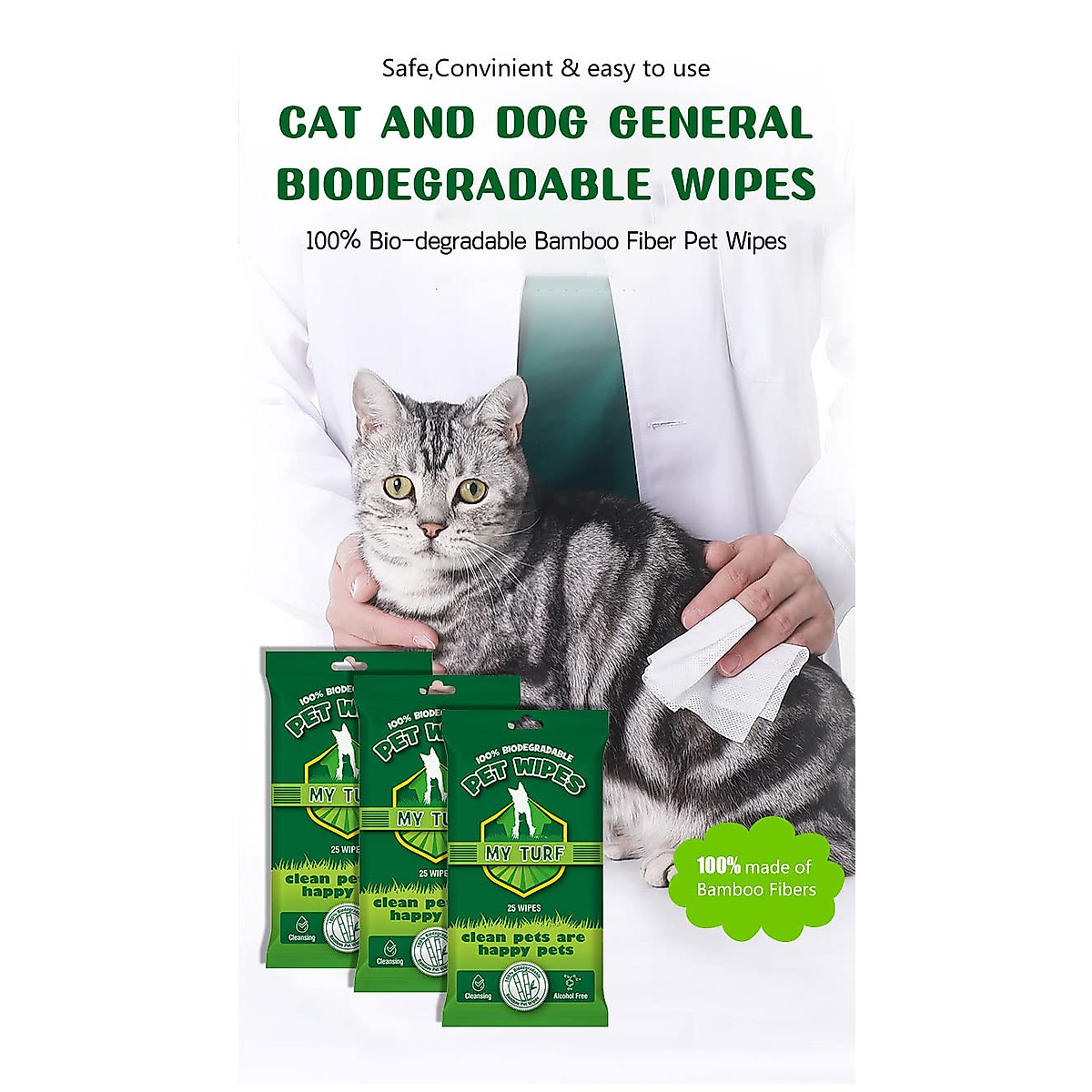 My Turf Unscented Dog Wipes – 25 pcs Pet Wipes for Paw Face Ears and Butt – Cat & Dog Wipes Cleaning – Kitten and Puppy Grooming Bath Wipes 6x8 Inch