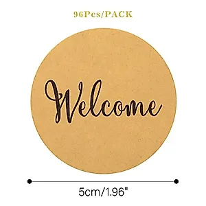 jijAcraft 96 Pcs - 2 inch Welcome Stickers, Kraft Stickers for Wedding Welcome, Round Paper Sticker for Wedding Party Favor Welcome Guests Labels