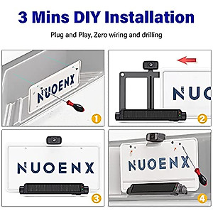 Nuoenx Solar Wireless Backup Camera for Truck, 3Mins No Wiring Installation, 6700 Solar Powered Battery Car Back Up Camera System with 7" Monitor, IP69K Waterproof License Plate Camera for Trailer/RV