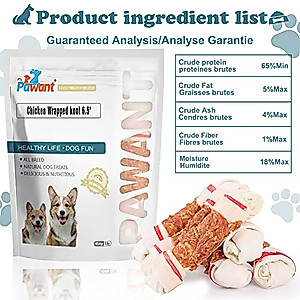 Pawant Chicken Rawhide Bones for Large Dog Treats Puppy Chews Snacks Promotes Healthy Chewing Chicken Wrapped Knot 6.5" 0.5lb