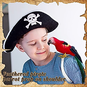 Yinder 4 Pcs Halloween Pirate Parrot Prop on Shoulder Pirate Parrot Prop Artificial Feather Parrot Costume Accessory Party Supplies