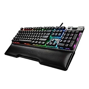 XPG Summoner Mechanical RGB Gaming Keyboard: Cherry MX Red Linear Switches - Sandblasted Aluminum Frame - USB Passthrough - Mechanical Scroll Wheel - Included Wrist Rest - Black