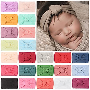 Whteian Baby Girls Headbands Newborn Infant Toddler Hairbands Turban Knotted Bows Children Hair Accessories (23 - Color)