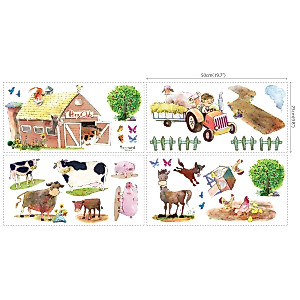DECOWALL DWL-1407N Pony Club and Farm Animals Kids Wall Stickers Wall Decals Peel and Stick Removable Wall Stickers for Kids Nursery Bedroom Living Room Decor