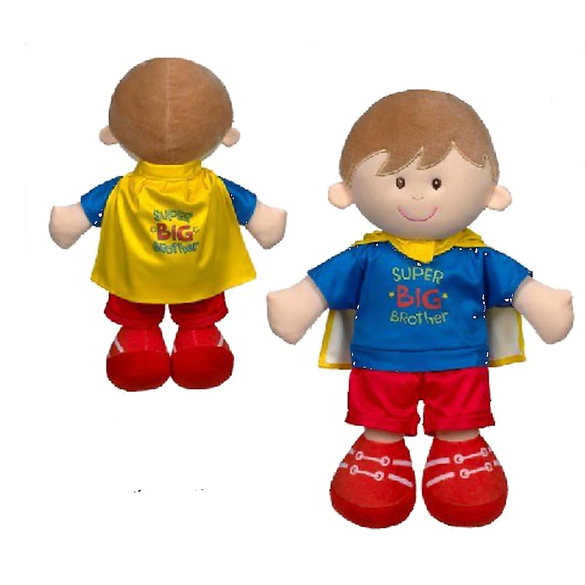 Big Brother Set for Little Boys and Toddlers, Super Big Brother Doll with Cape and I am a Big Brother Book by Carolyn Church Bundle with Gift Tag (Super Brother / Church / Gift Tag)