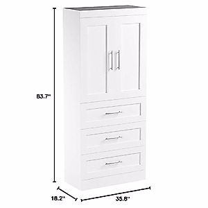 Bestar Pur Wardrobe with 3 Drawers in White, 36W