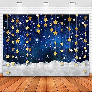 Mocsicka Twinkle Twinkle Little Star Backdrop Navy Blue Galaxy Starry Sky Gold Glitter Little Star Baby Shower Decorations 7x5ft Newborn Baby Children Portrait Photography Background