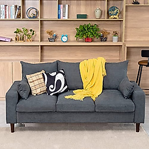 Panana Modern Sofa Couch for Living Room Sofa Couch 3 Seater in Linen Fabric Grey