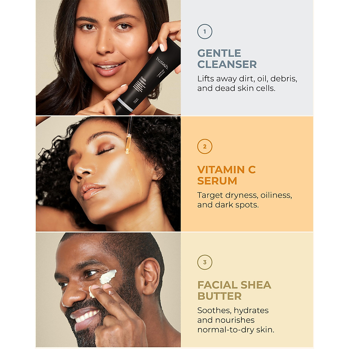 Buttah Skin by Dorion Renaud Complete Melanin-Rich Skin Care Kit | Shea Butter, Vitamin C Serum, Facial Cleanser | Organic & Natural | Black-Owned