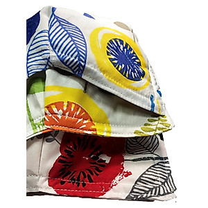 Prettiest Floral Print Microwave Bowl Cozy - 8.5 inches for up to 8 inch bowls - Home Made in Texas, USA (Modern Rosie in White with Red & Black)